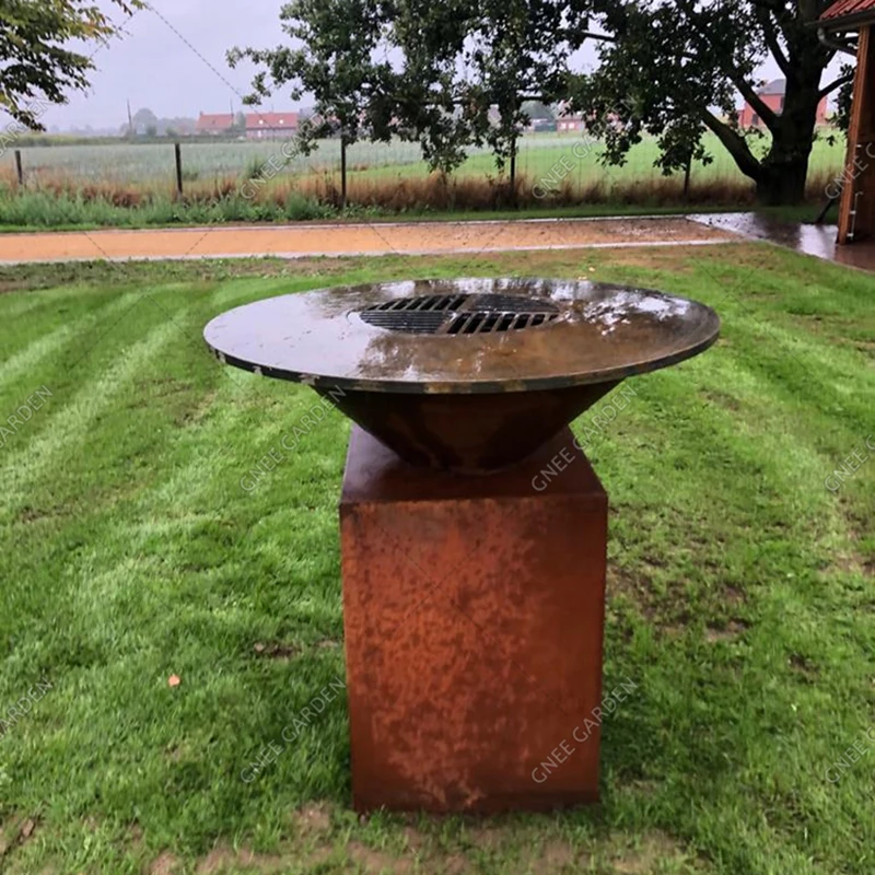 Outdoor Rust Corten Steel BBQ Grill for Camping & Garden