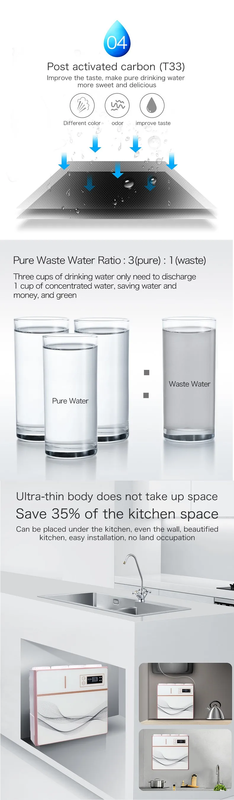 4 Stage Portable Domestic Direct Drinking Water Purifier Under Sink ...