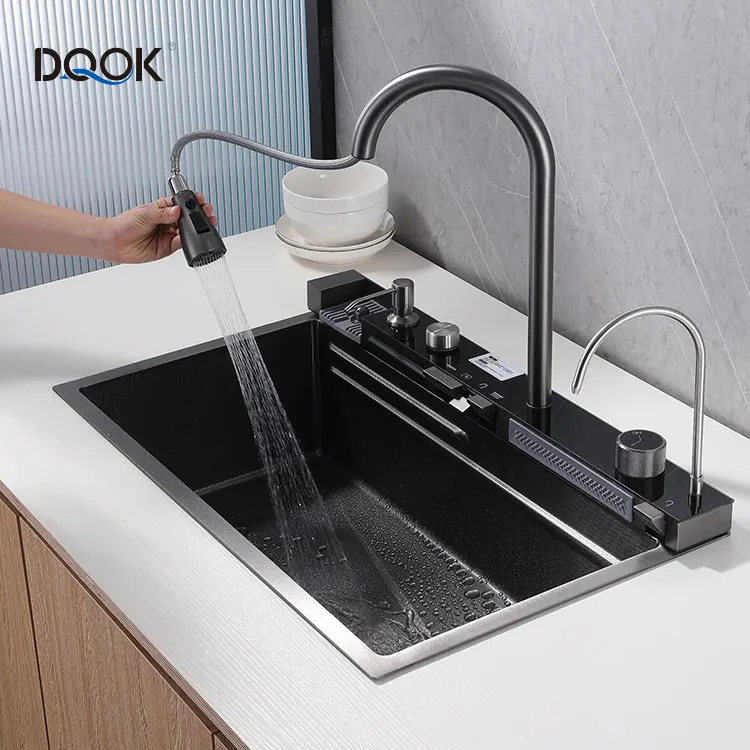 Metal Smart Multifunction Black Modern Kitchen Sink Stainless Steel ...