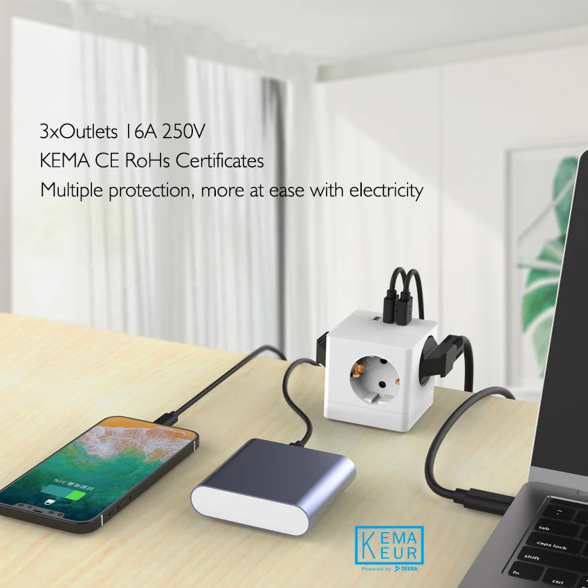 KEMA CE Certificates 16A Power Cube USB Multiple Socket