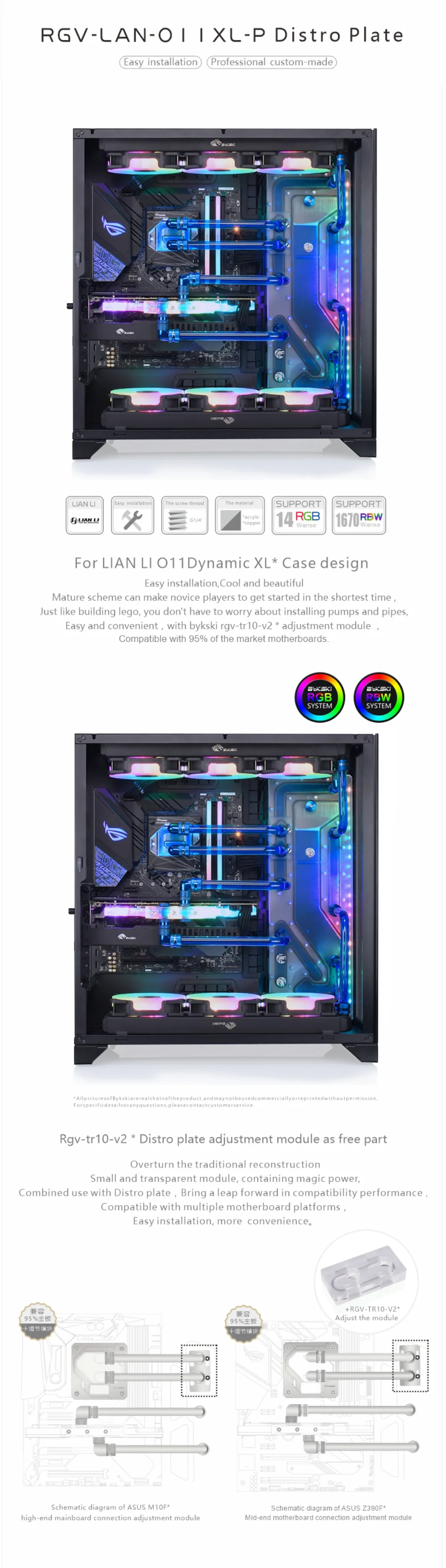 Bykski Distro Plate for LIAN LI-ROG O11 Dynamic XL Case