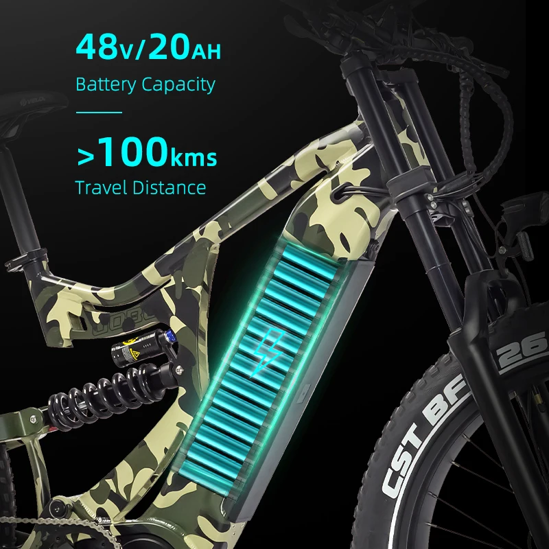 Custom JOBO TDE58L Electric Mountain Bike 26 Inch Crank Motor 1000w ...