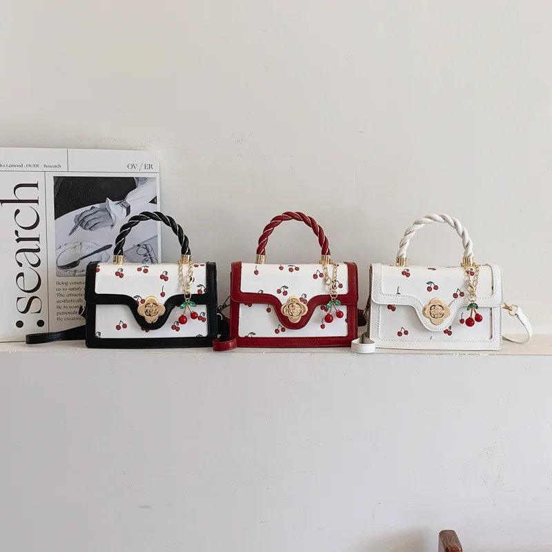 Wholesale New Fashion Trend Cherry Print Handbag Pu Leather Women's ...