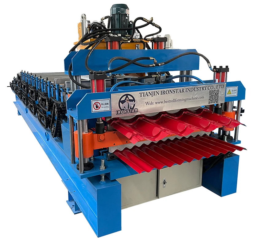 Roofing Shingles Steel Layer Double Plate Decking Roll Forming Machine ...