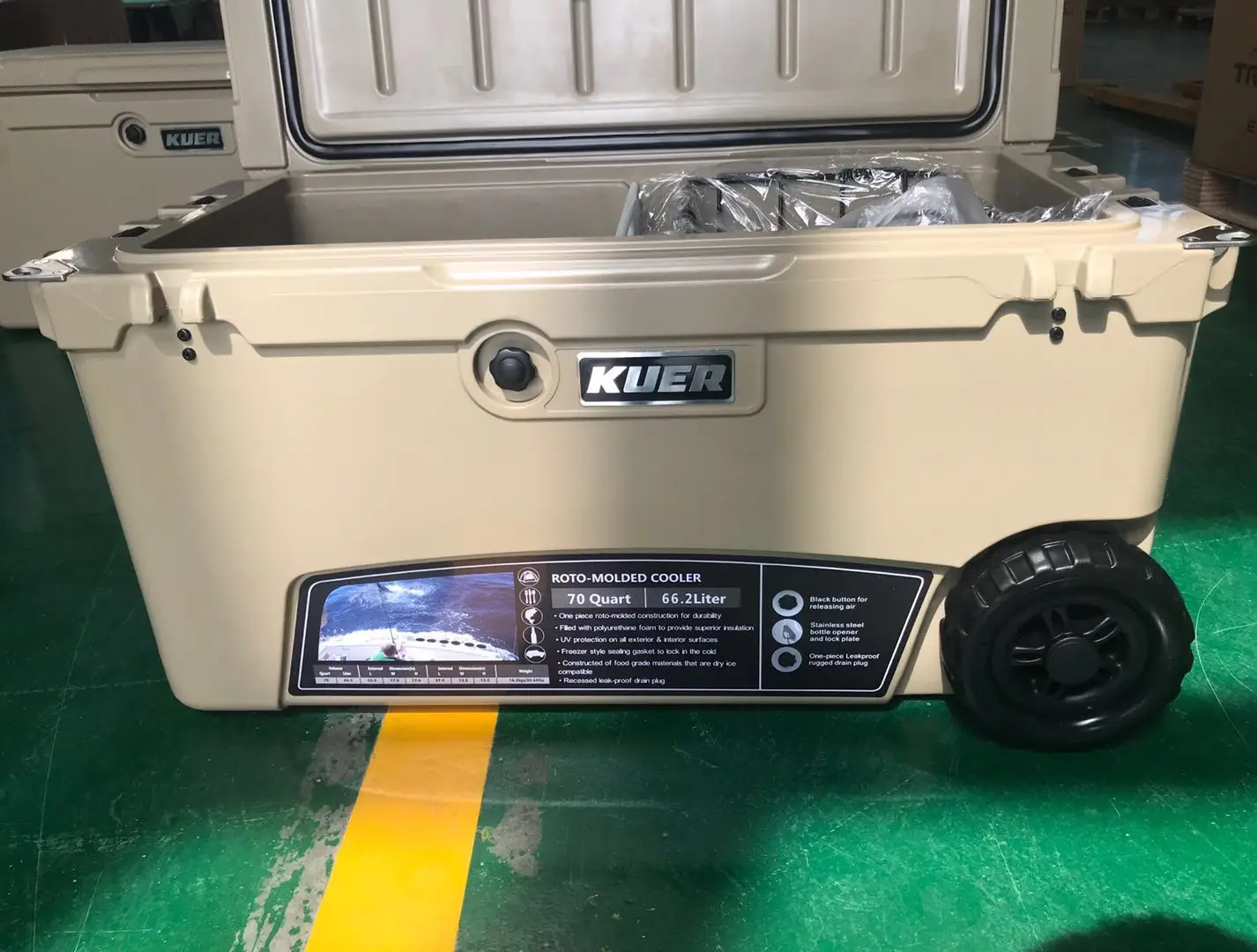 70QT Cooler Box with Wheels - Insulated and Waterproof Rotomolded ...