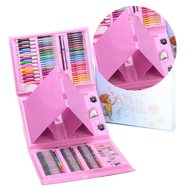 Hot Selling Triple Fold 208 Pieces Colour Painting Kit Children Diy ...