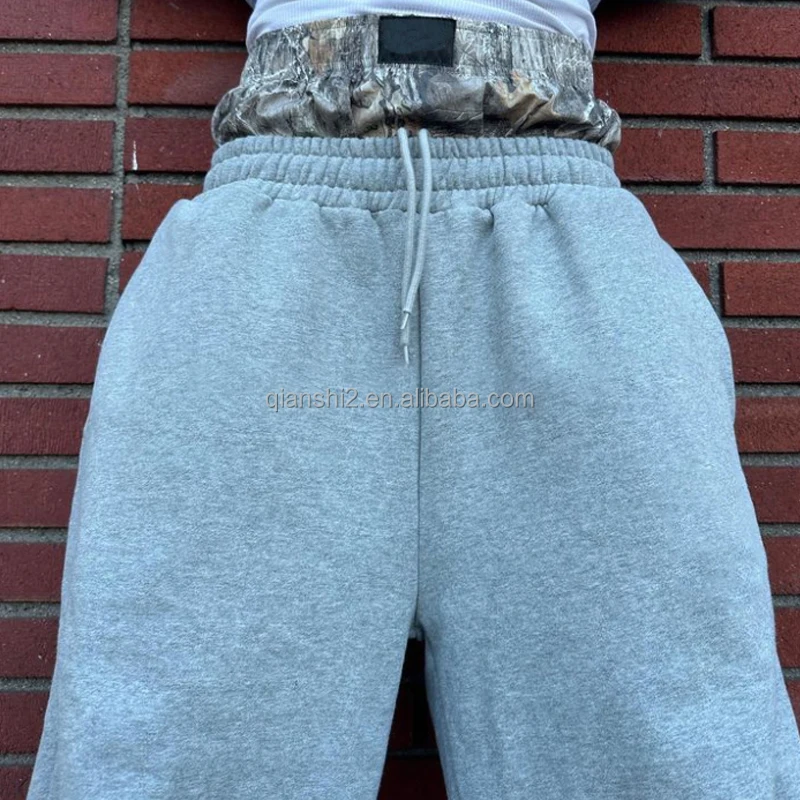QIANSHI Custom Stacked Track Pants Men Oversize Sweat Pants