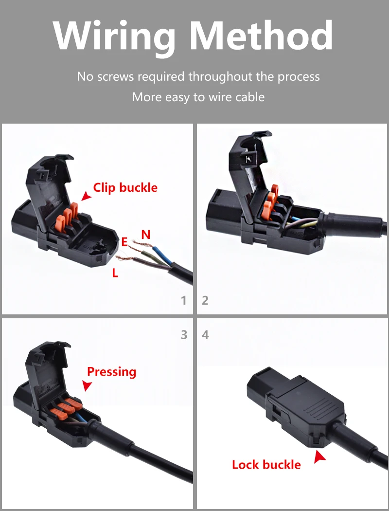 C13 C14 Female Male Wiring Plug Wire Cable Connector AC250V 10A