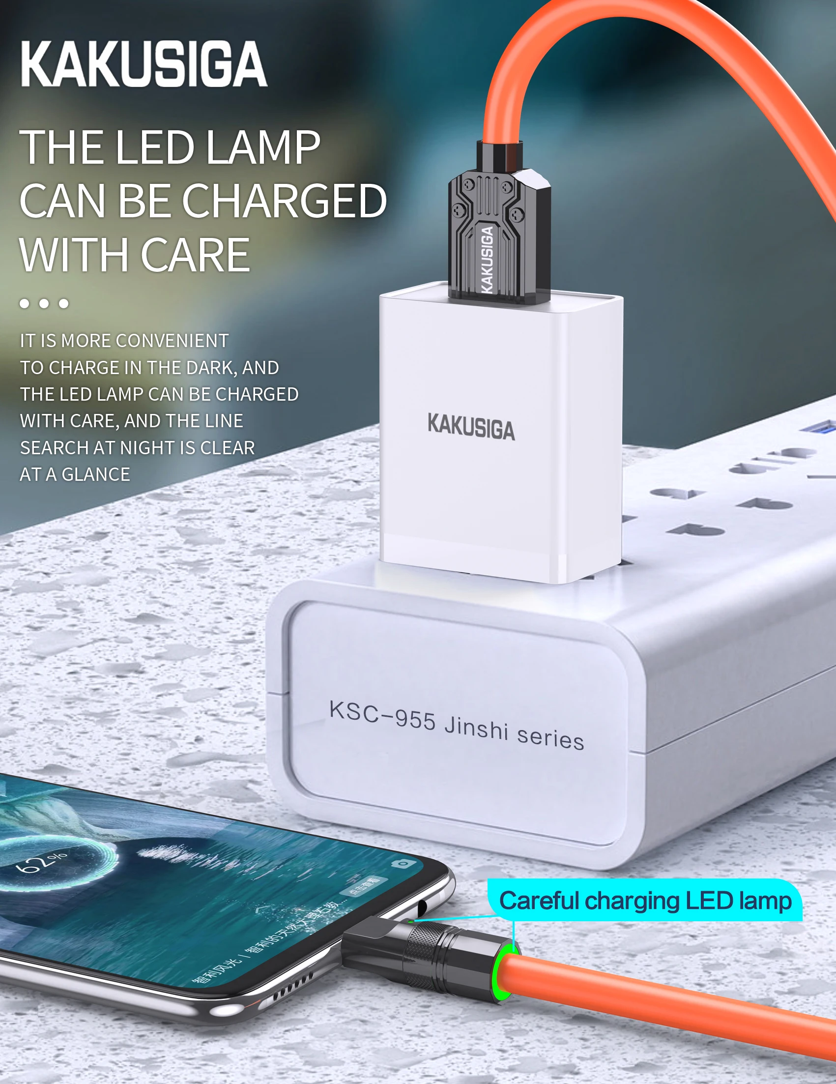 KAKUSIGA KSC-955 JINSHI Smart Charging Cable - 2.4A Fast Charge