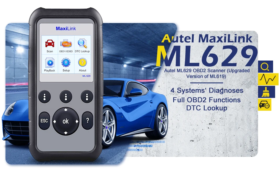 AUTEL Maxilink ML629 Diagnostic Tool OBD2 Diagnostic Scanner Automotive ...