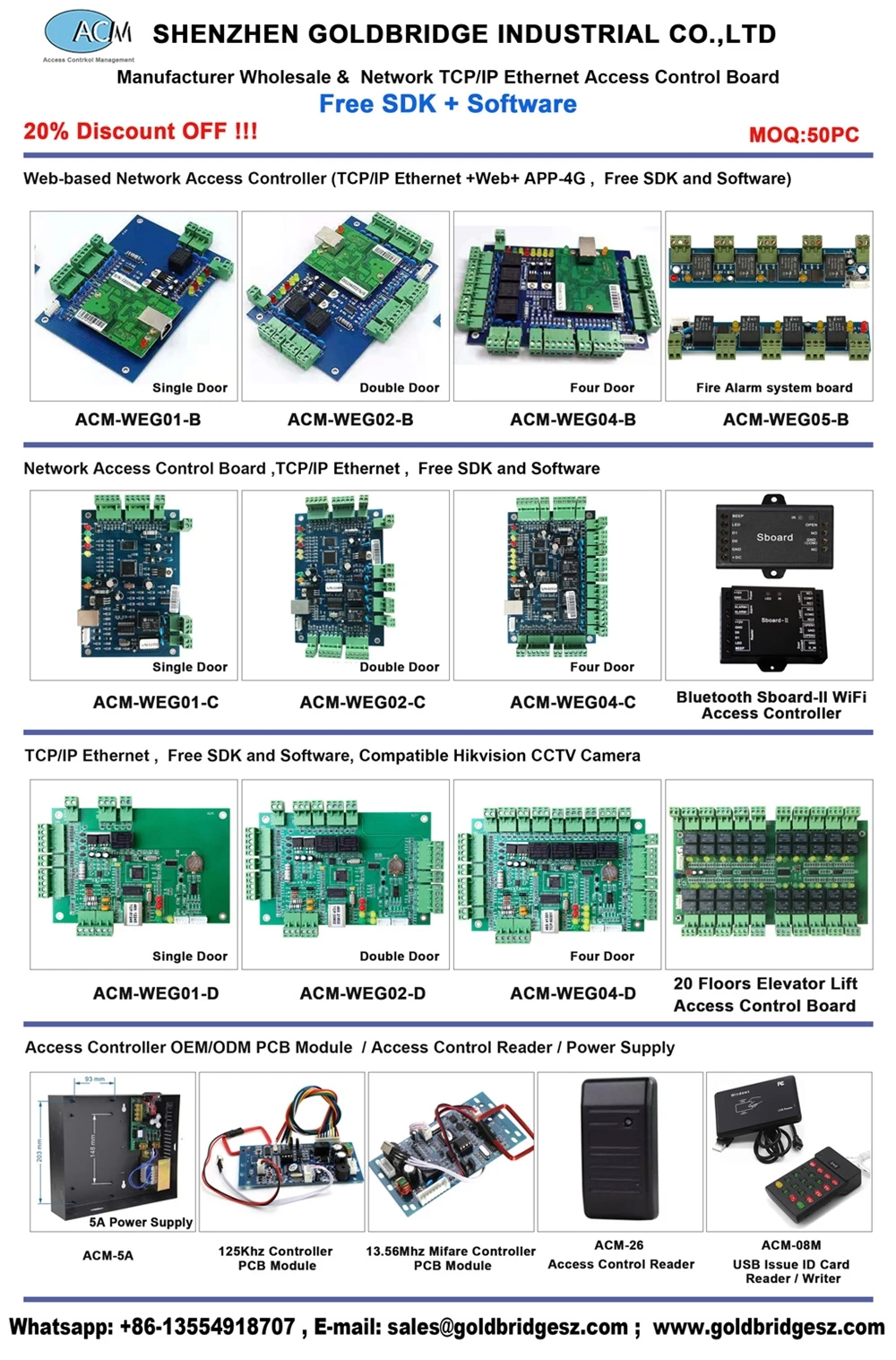 Rs485 Network Access Control Board With Wiegand 26 Support 4 Doors ...