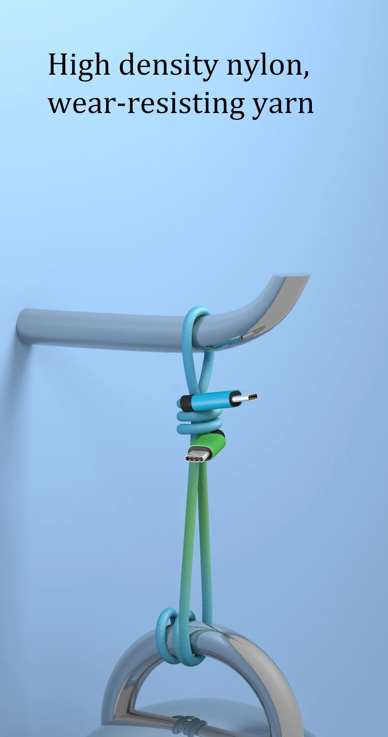 1M/2M/3M Fast Charging Gradient Colorful Usb Cable USB a / USB-C 3A/5A ...