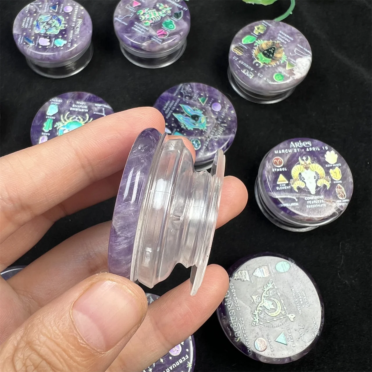 Natural Amethyst Phone Holder Healing Crystals Stone Constellation Rose ...