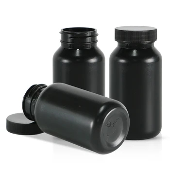 Hdpe 150cc Black Plastic Pill Bottle Jar For Tablet Protein Medicine ...