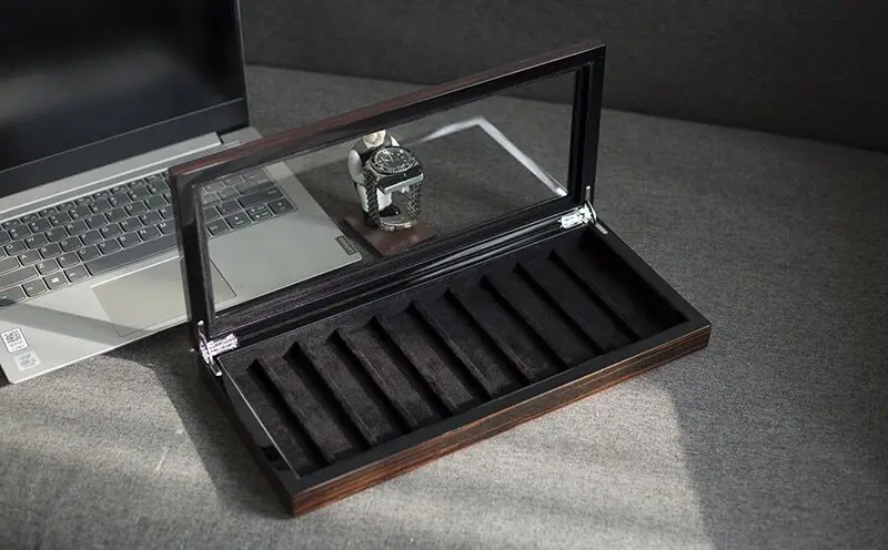 Wooden Watch Strap Storage Boxes - 10 Slot Display Case