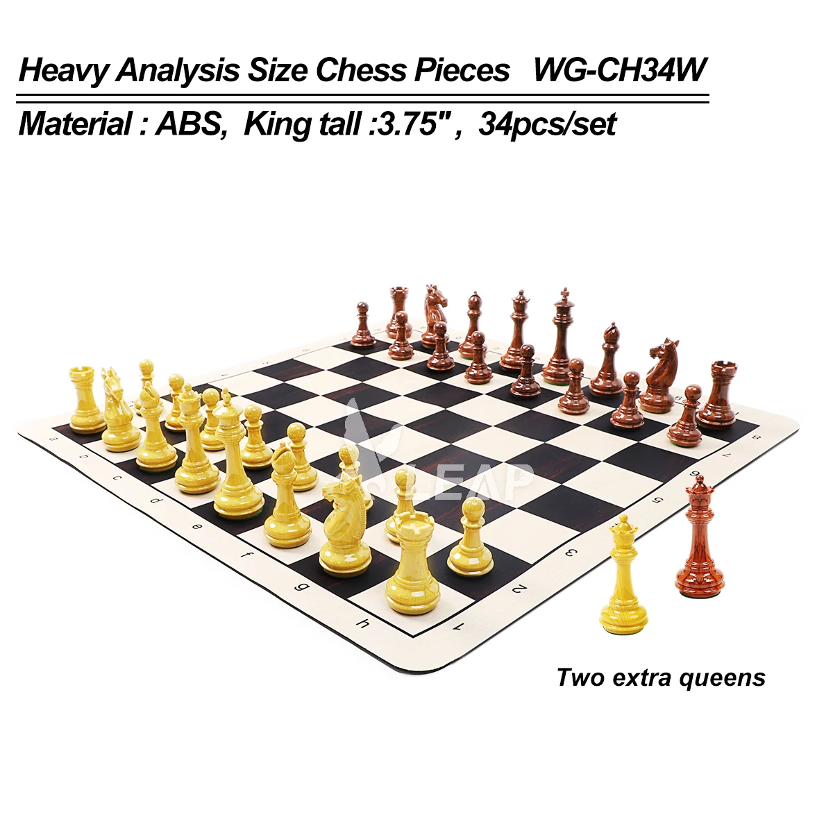 LEAP ABS Heavy Chess Pieces - 3.75 Inch King Tall 34