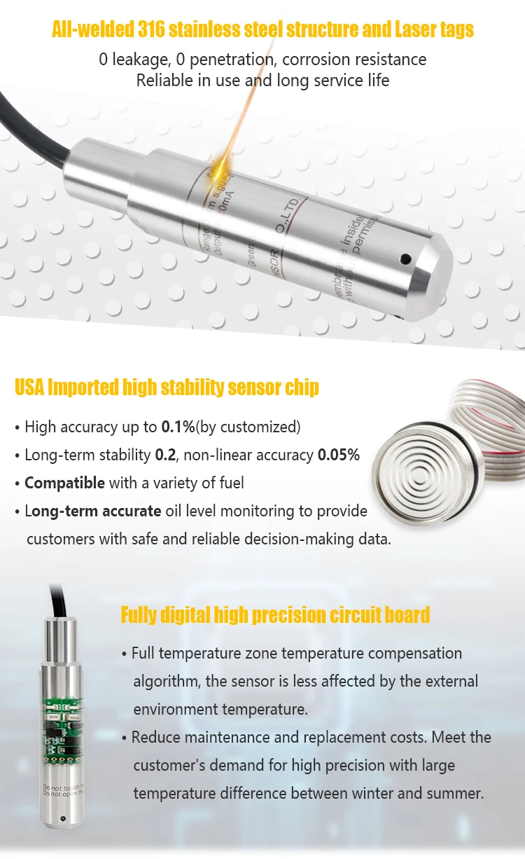 Petroleum Gasoline Fuel Oil Plant Diesel Tank Liquid Level Sensor Probe ...