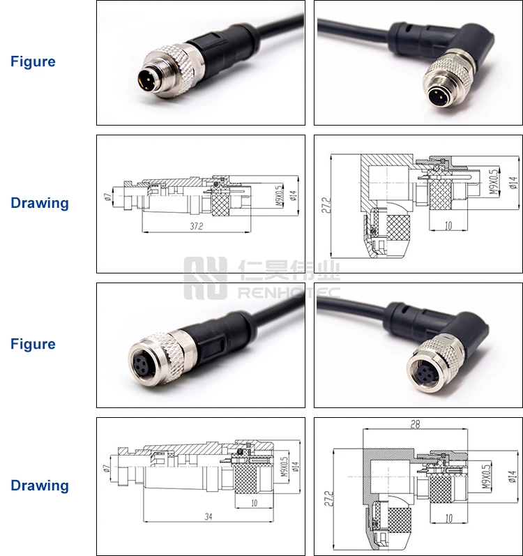 Custom Ip67 M16 Cable Connector 2 3 4 5 6 8 12 16 19pin Male Female ...