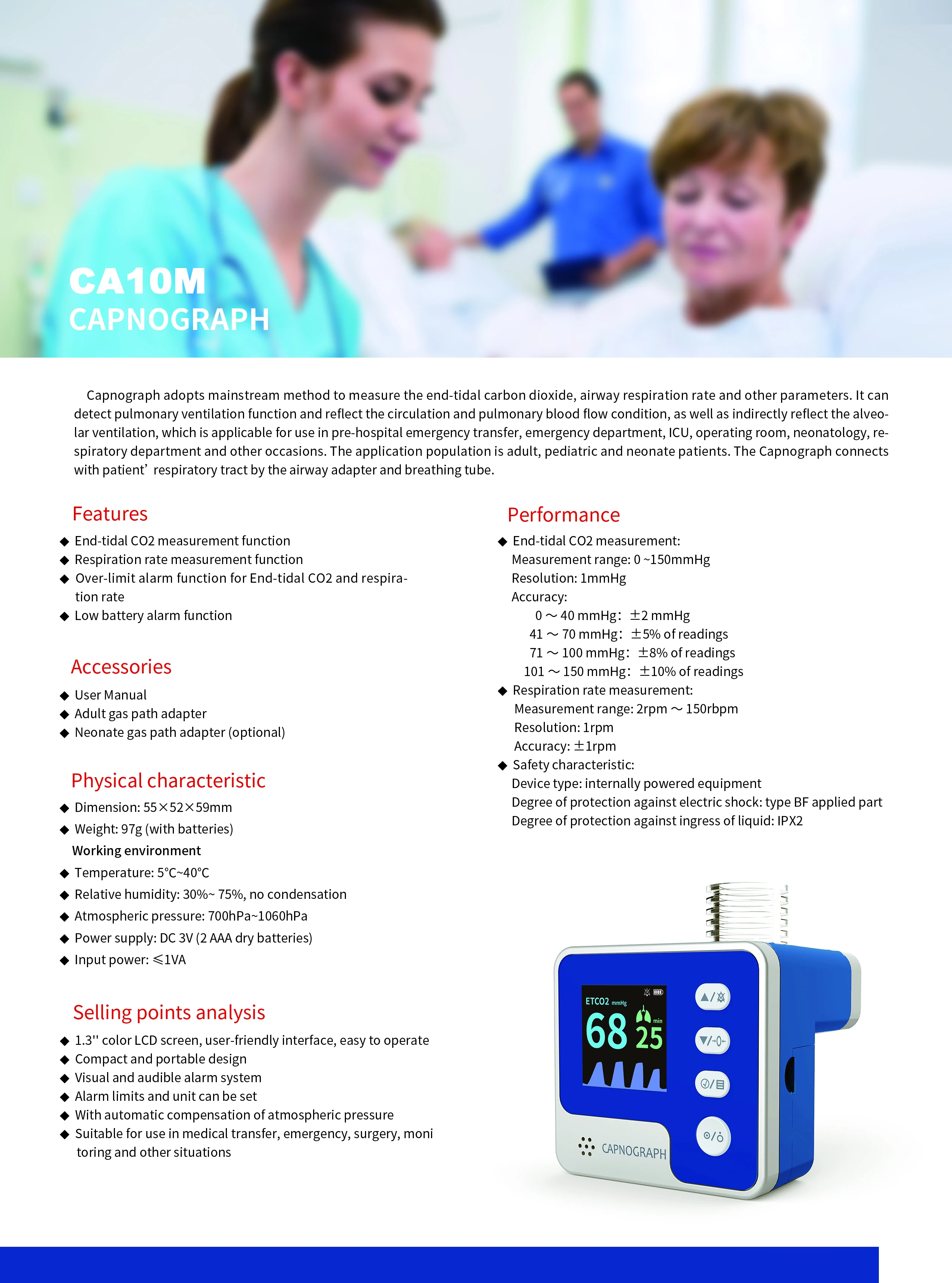 Veterinary Etco2 Handheld Capnograph Monitor - Emergency Care