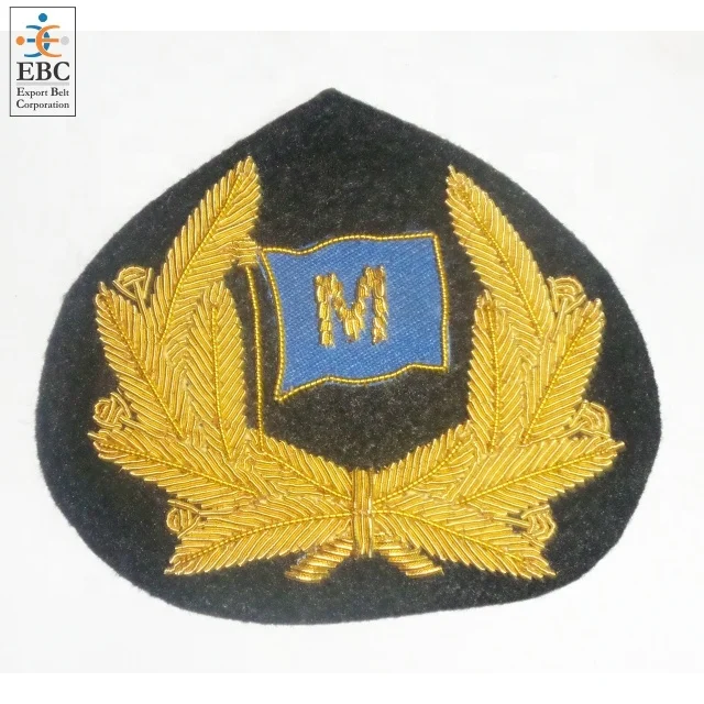 豪华MN Merchet船金条西装外套帽子徽章定制金线锚和花环徽章徽章补丁手工银线| Alibaba.com