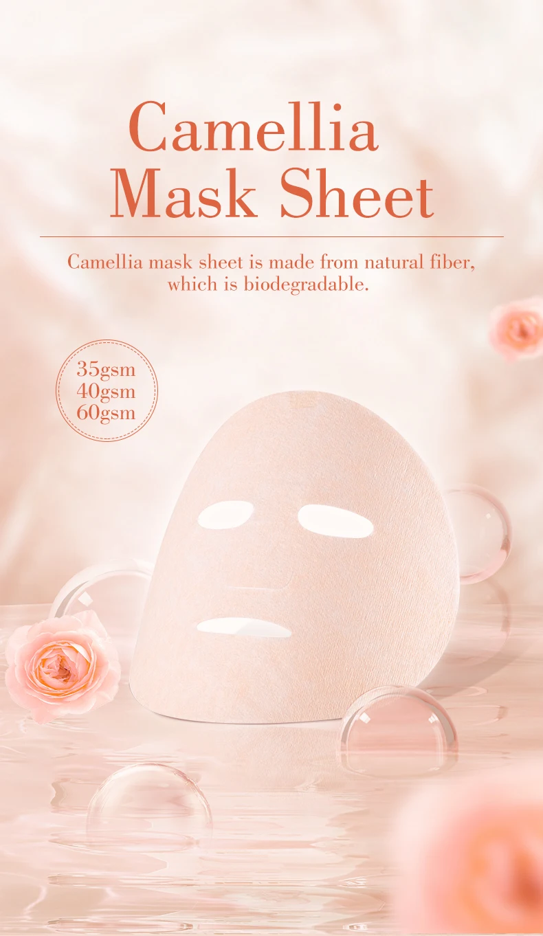 Facial Mask Material Custom Design Camellia Fiber Face Mask Sheet Silky ...