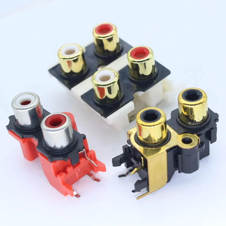 6 Pin Audio Rca Jack Connector 90 Degree 4pin 4 Terminal Jeck 6hole ...