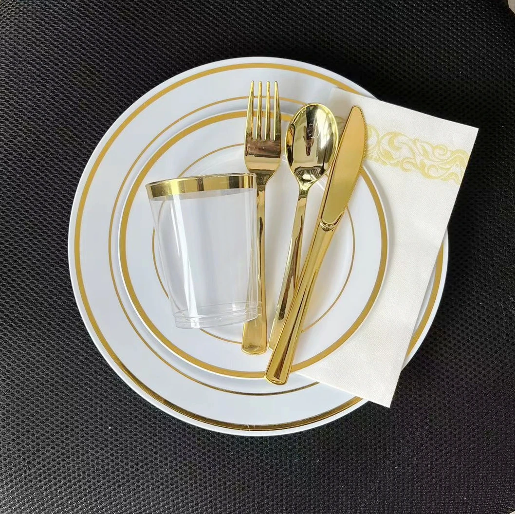 700 Piece Gold Rim Dinnerware Set - Perfect for Parties