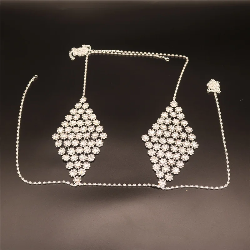 New Fashion Rhinestone Geometric Diamond Bra Shorts Body Chain Set ...
