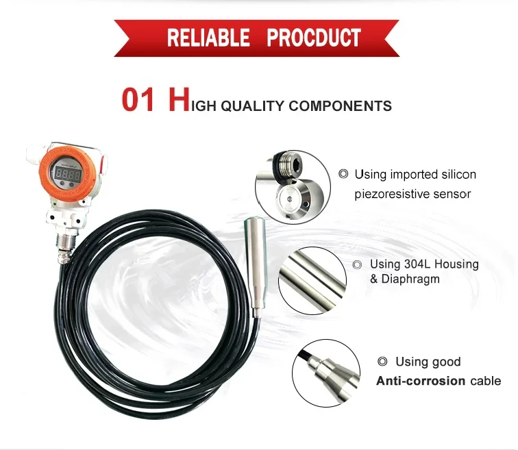 HCCK 4-20mA Hydrostatic Sanitary Beer Level Sensor Water tank Level ...