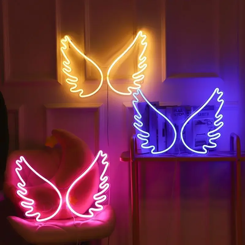 Usb Neon Light Angle Wing Led Neon Signs Room Wall Decor Night Light ...