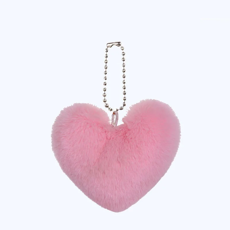 New Product Ideas 2024 Heart Shaped Furry Fur Pom Pom Ball Key Chain ...