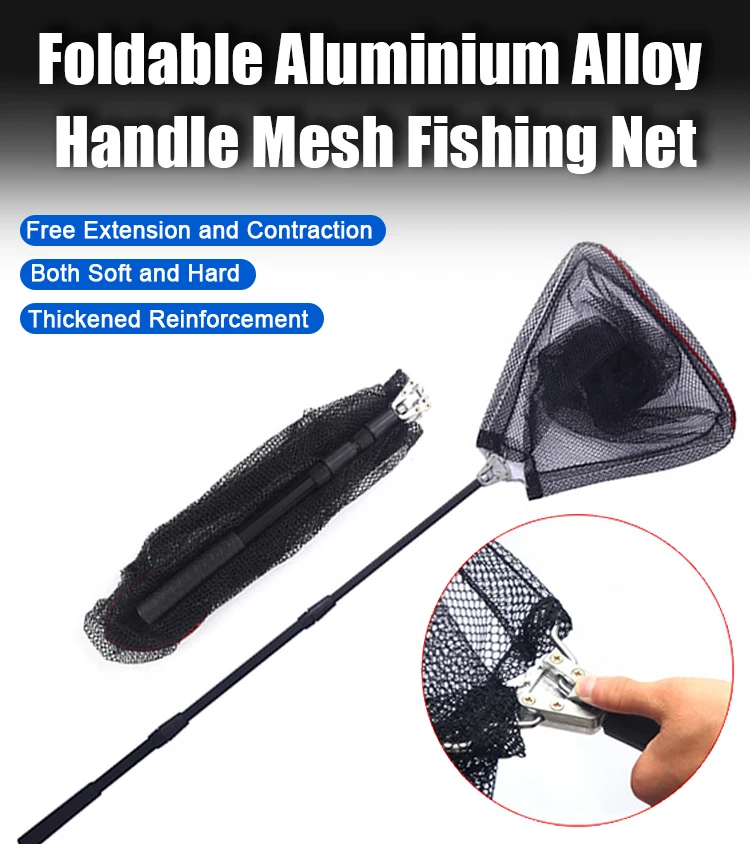 Strong 130cm20KG Fishes Fishing Nets Rubber Coated 3 Sections Rubber ...
