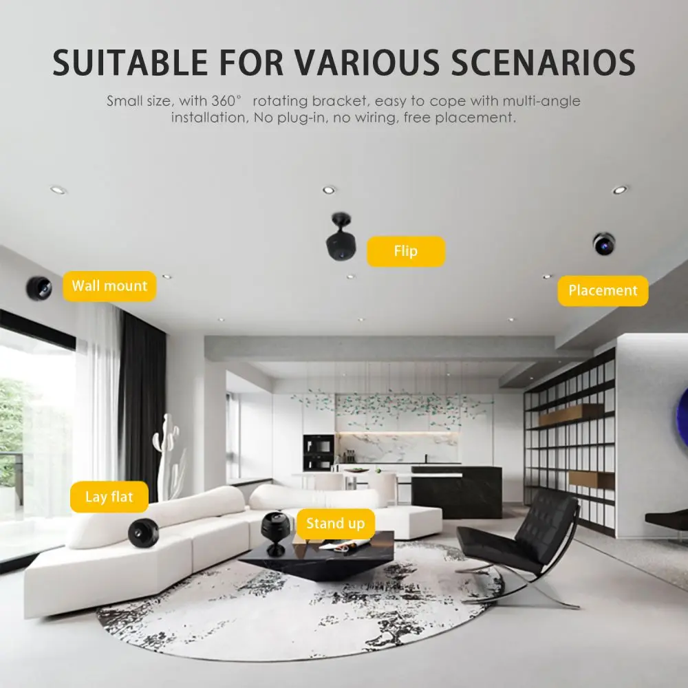 A9 Mini Wireless Security Camera - WiFi, 1080P HD Video, Night Vision, OEM