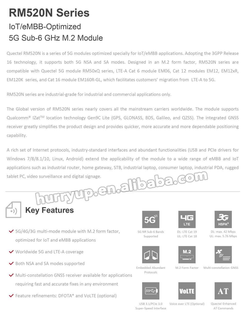 Quectel RM520N-GL 5G Module - Cellular Wireless Communication