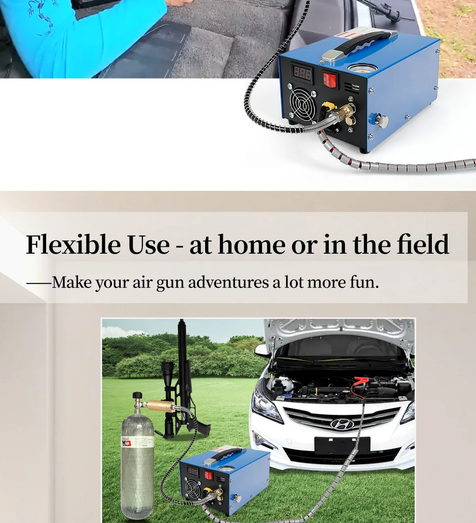 Portable PCP Compressor 4500psi - 12V & 110V/220V Electric Air Pump for ...