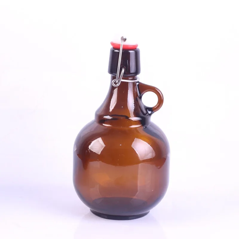 Large Clear Amber Glass Wine Bottle 1l 2l 4l Round Glass Beer Bottle ...