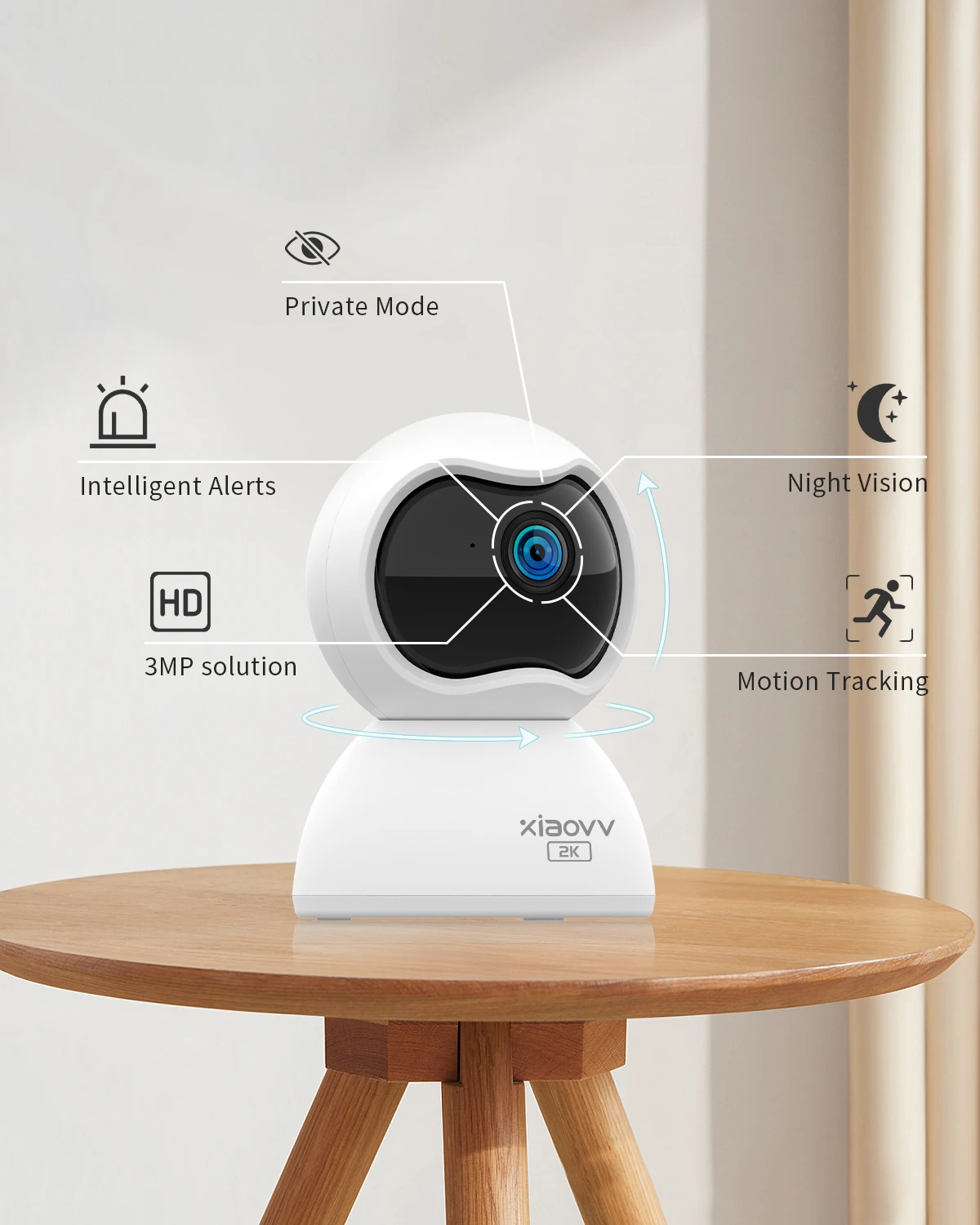 Xiaovv-q2 Ptz Indoor Cctv Camera Wifi Wireless Security Camera Wireless ...
