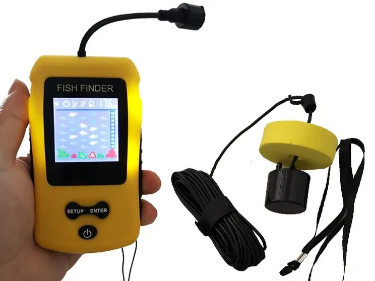 Lcd Monitor Sonar Sensor Wired Fish Finder Transducer Water Depth ...