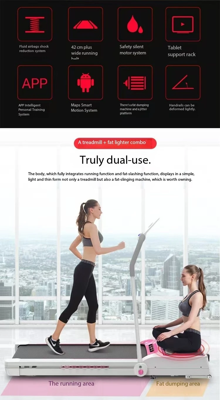 Wellshow Walking Pad 2 in 1 Treadmills for Home with Vibration Plate ...