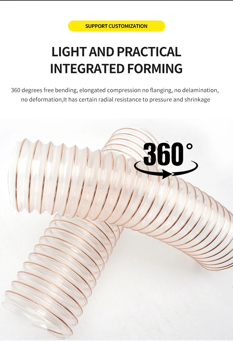 20MM--600MM Transparent Plastic Flexible Duct Industrial PU Hose Vacuum ...