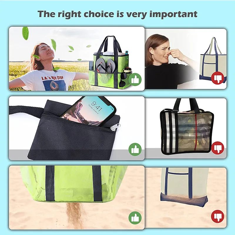 Extra Large Reusanble Grocery Picnic Tote Travel Bags Plastic Mesh ...