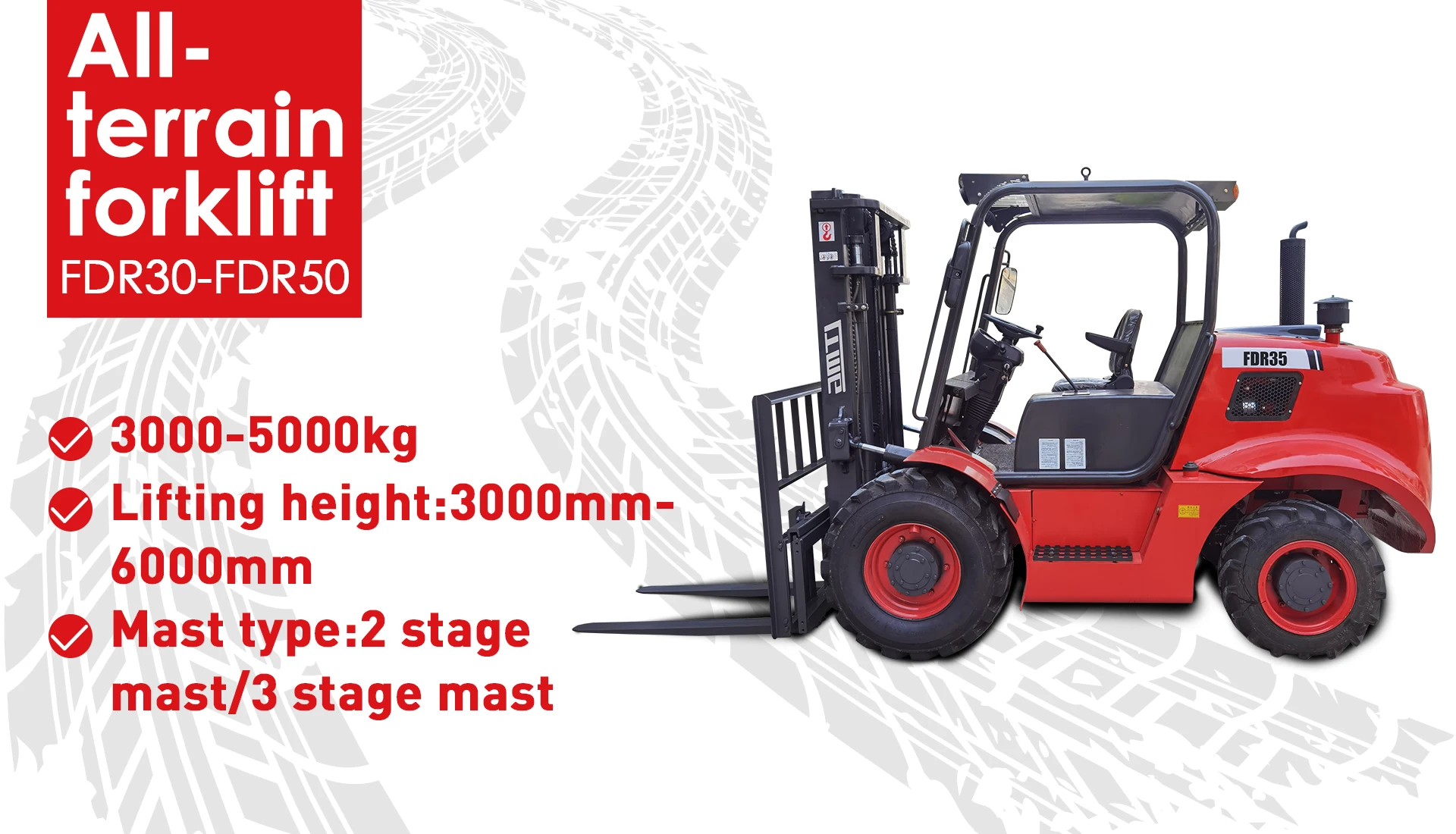 Off-road 4x4 Forklift 2.5ton 3ton 3.5ton Ton Rough Terrain Forklift With Optional Titling Bucket ...