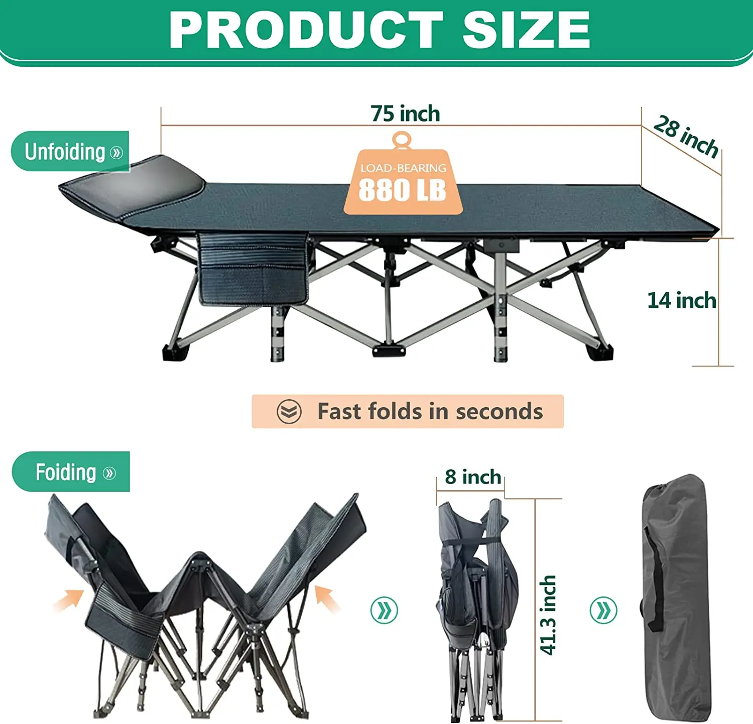 Portable Outdoor Folding Bed - Ideal for Camping & Travel