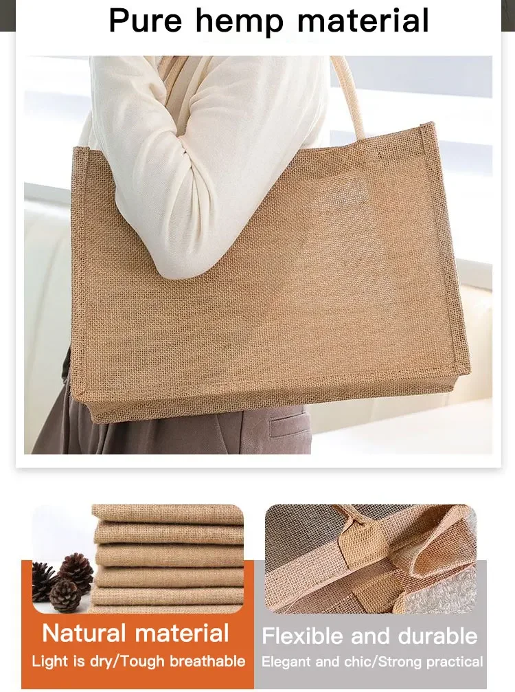Wholesale Custom Jute Canvas Tote Bag Large Capacity Tote Gift Eco ...