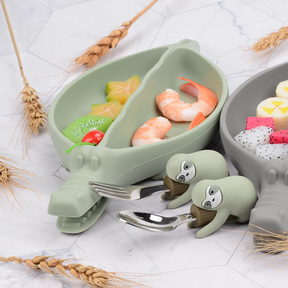 Factory Direct Baby Silicone Spoon And Fork Set Cute Animal Shape ...