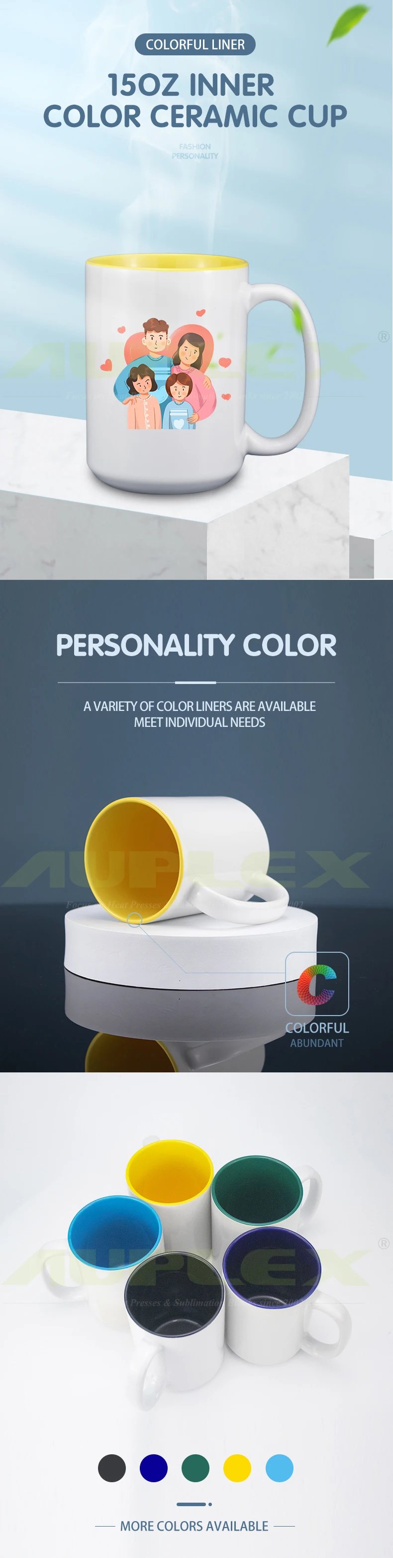 15 Oz Color Inside Sublimation Coated Ceramic Mugs With Logo Customize ...