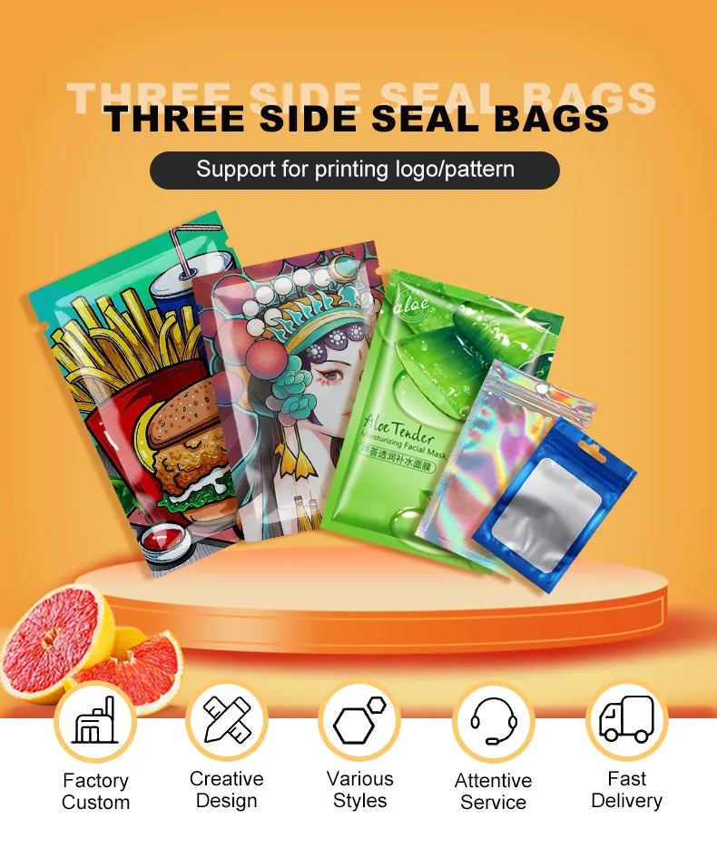 Three Side Seal Bags Sachet Emballage Colored Three Side Sealing ...