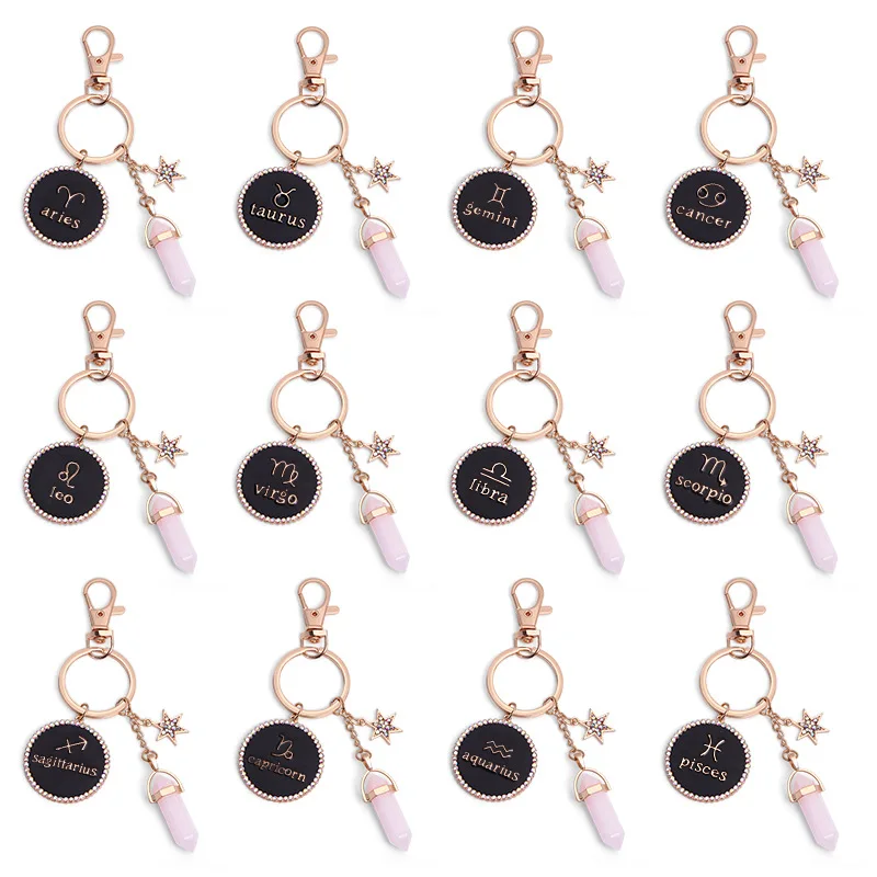 New 12 Constellation Zodiac Metal Keychain - Friendship Charms