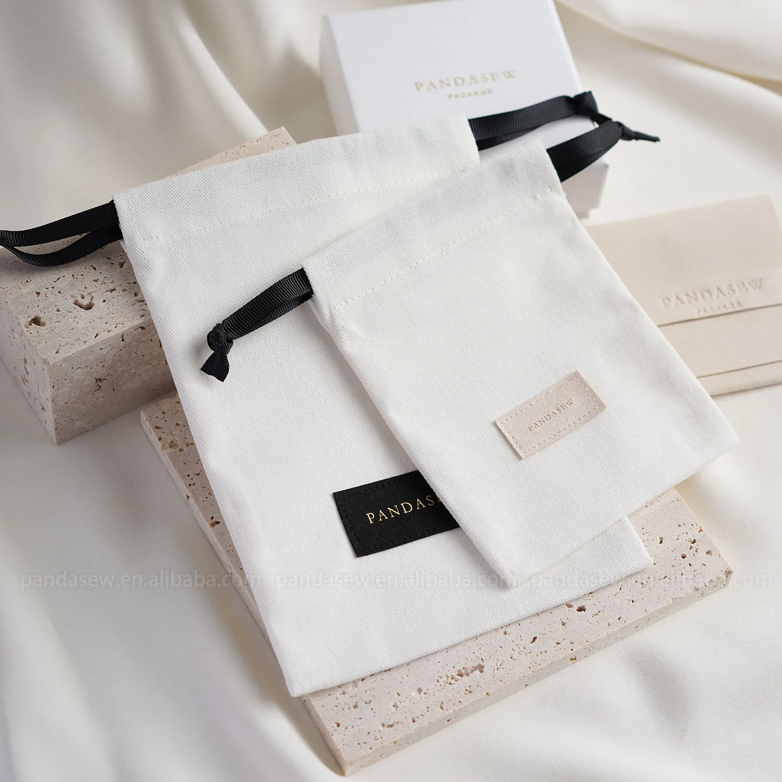 Pandasew Custom Logo Sachet Pour Bijoux Small Gift Bags Twill Cotton ...