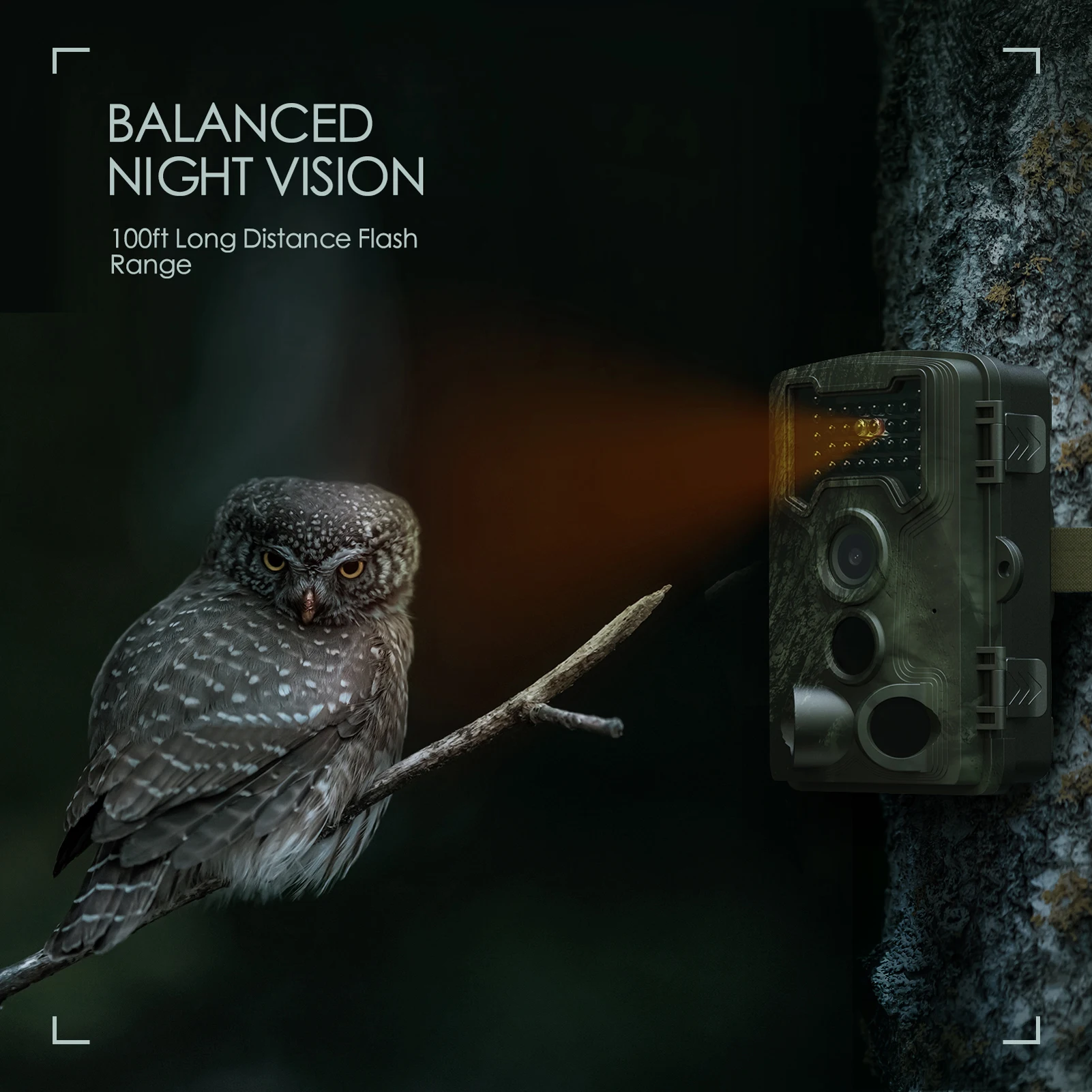 2.7K 58MP Wildlife Video Trail Cam - Night Vision Security